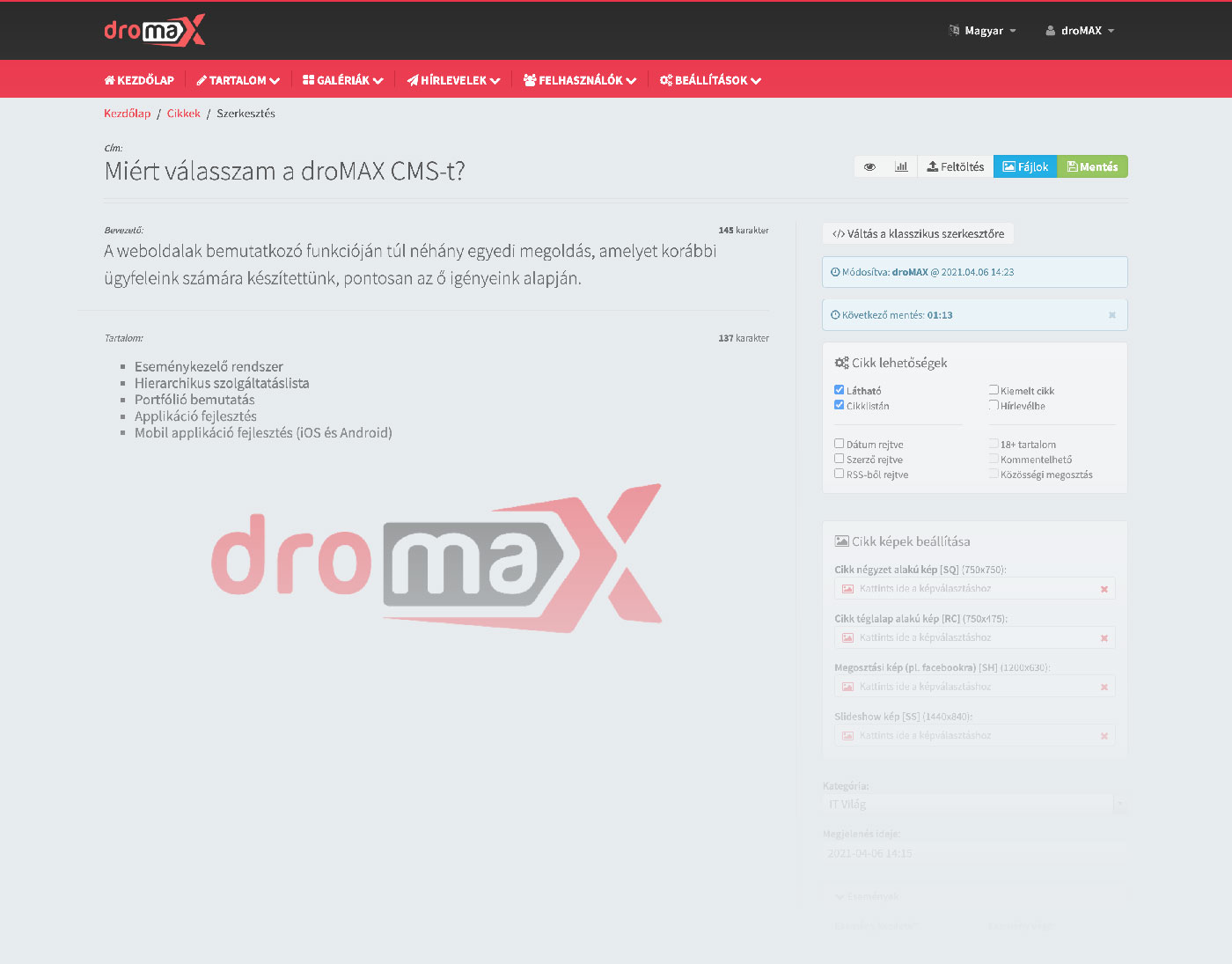 droMAX - webdesign, egyedi portál és hosting